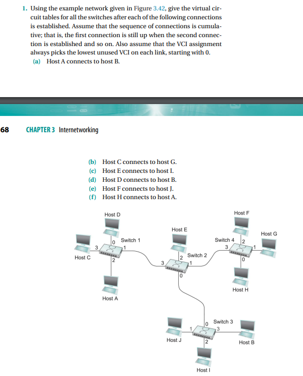 Solved 1. Using the example network given in Figure 3.42, | Chegg.com