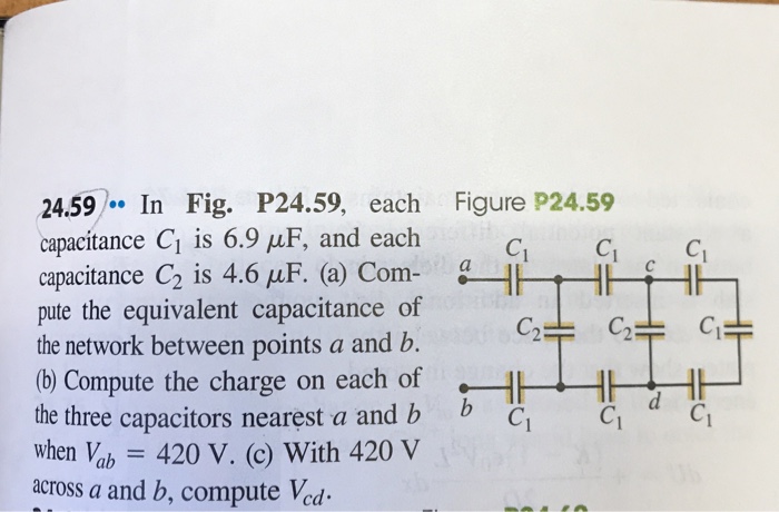 Solved 24.59 In Fig. P24.59, each Figure P24.59 capacitance | Chegg.com