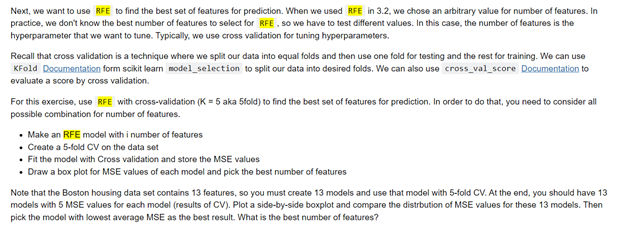 Next, we want to use RFE to find the best set of | Chegg.com