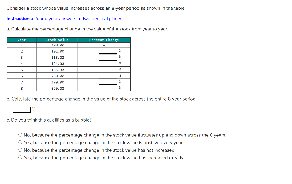 Solved Consider a stock whose value increases across an | Chegg.com
