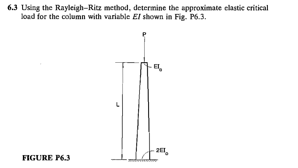 Solved 6.3 Using the Rayleigh-Ritz method, determine the | Chegg.com