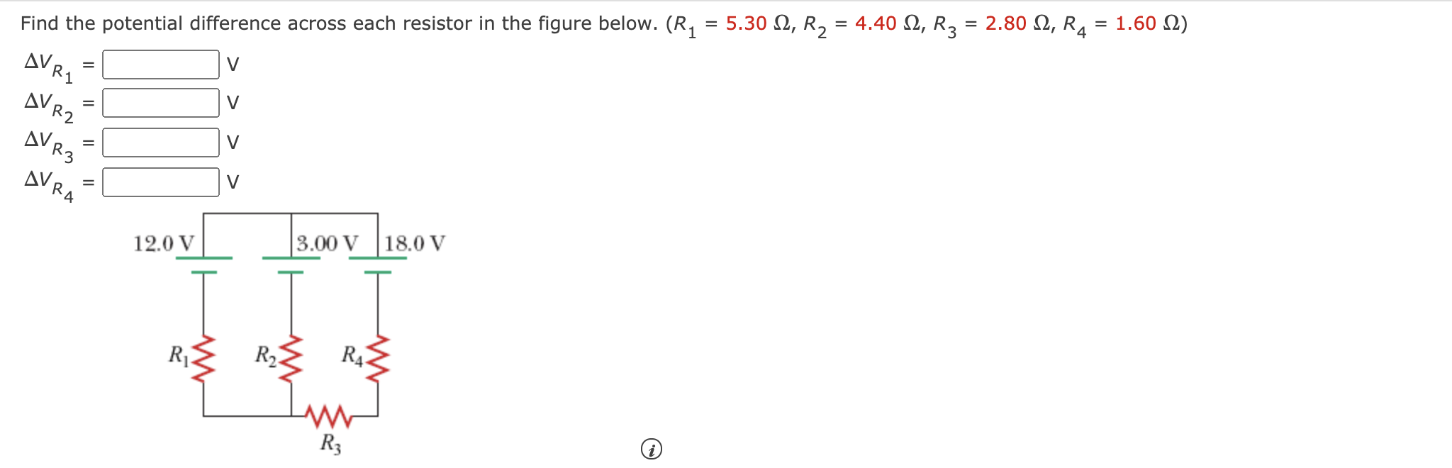 Solved Find the potential difference across each resistor in | Chegg.com