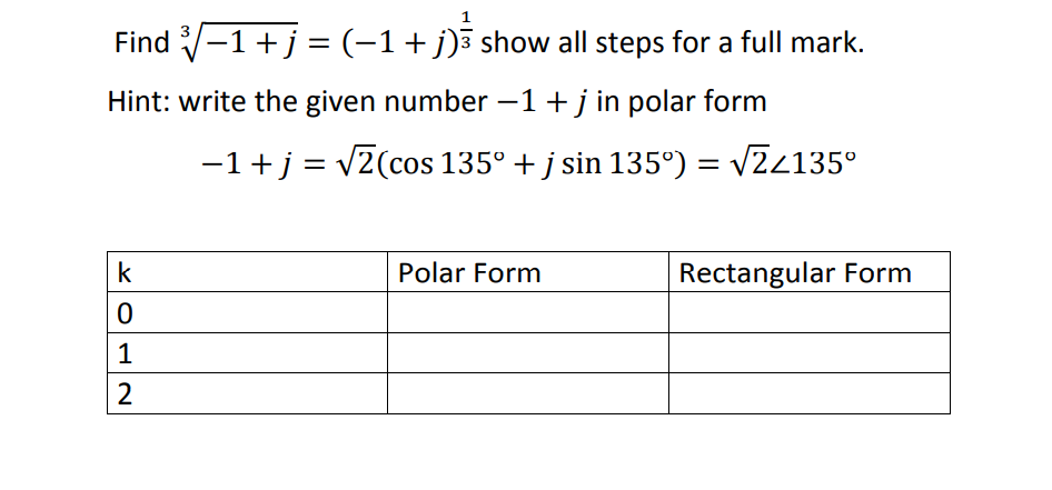 Solved Find 3-1 +j = (-1+j)ż show all steps for a full mark. | Chegg.com