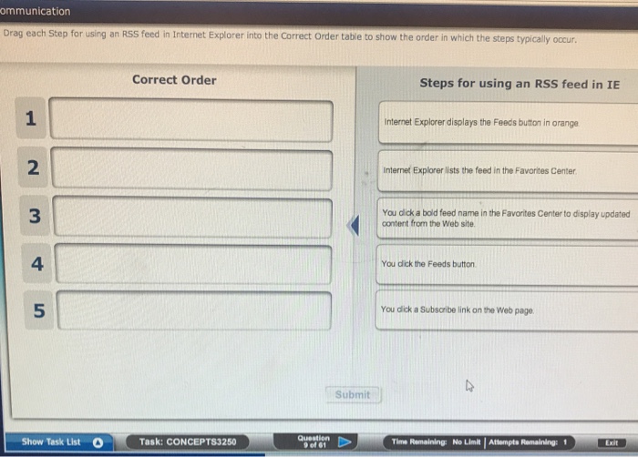 Solved Drag each Step for using an RSS feed in Internet | Chegg.com
