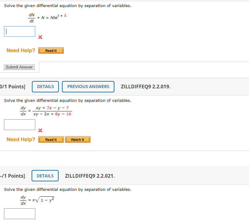 Solved Solve the given differential equation by separation | Chegg.com