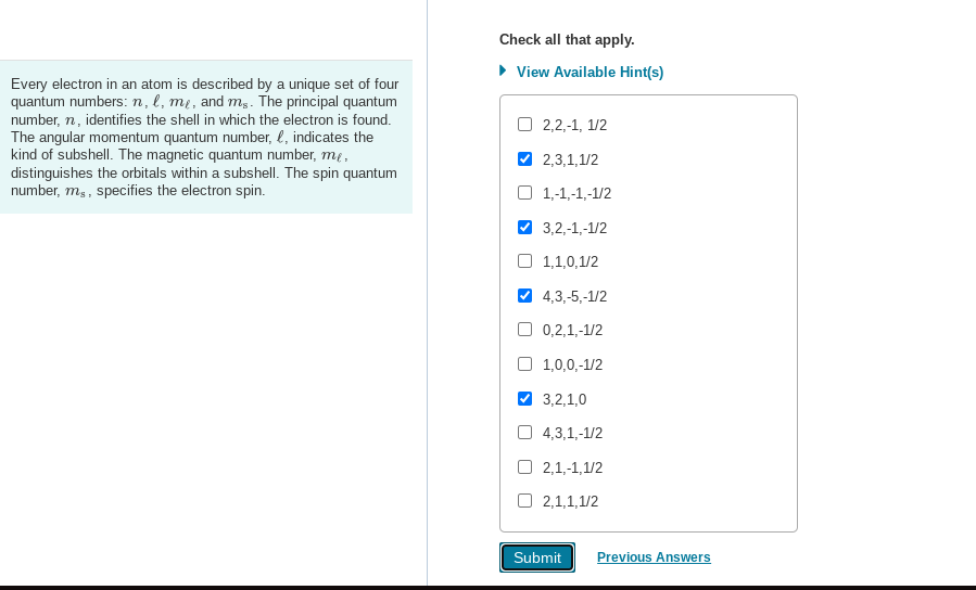 Solved Identify which sets of quantum numbers are valid for | Chegg.com