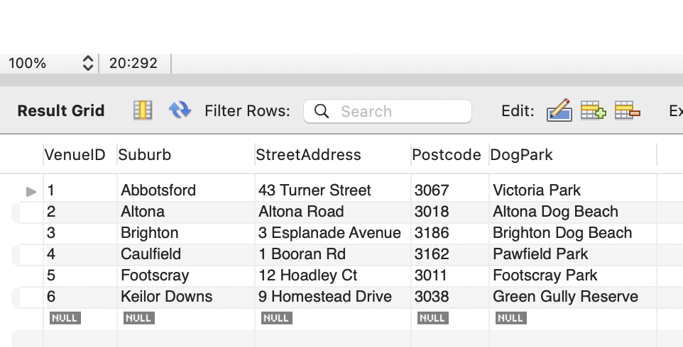 Solved 100% 41:290 Result Grid Filter Rows: Edit: | Chegg.com