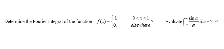 Solved Determine the Fourier integral of the function: | Chegg.com