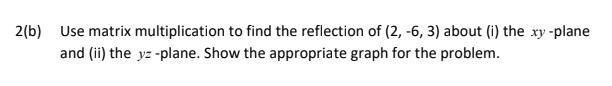 Solved 2(b) Use matrix multiplication to find the reflection | Chegg.com