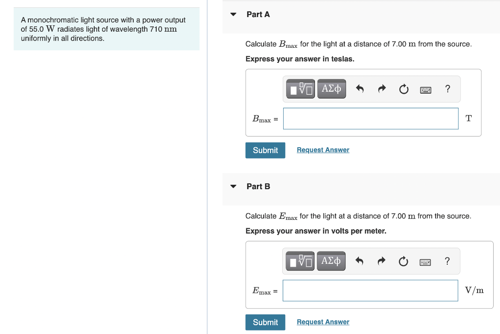 Solved A monochromatic light source with a power output Part | Chegg.com