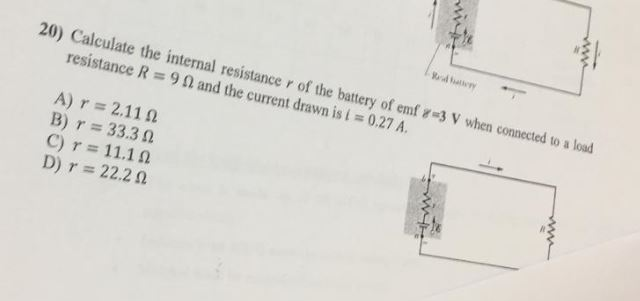 Solved 20) Calculate the internal resistance r of the | Chegg.com