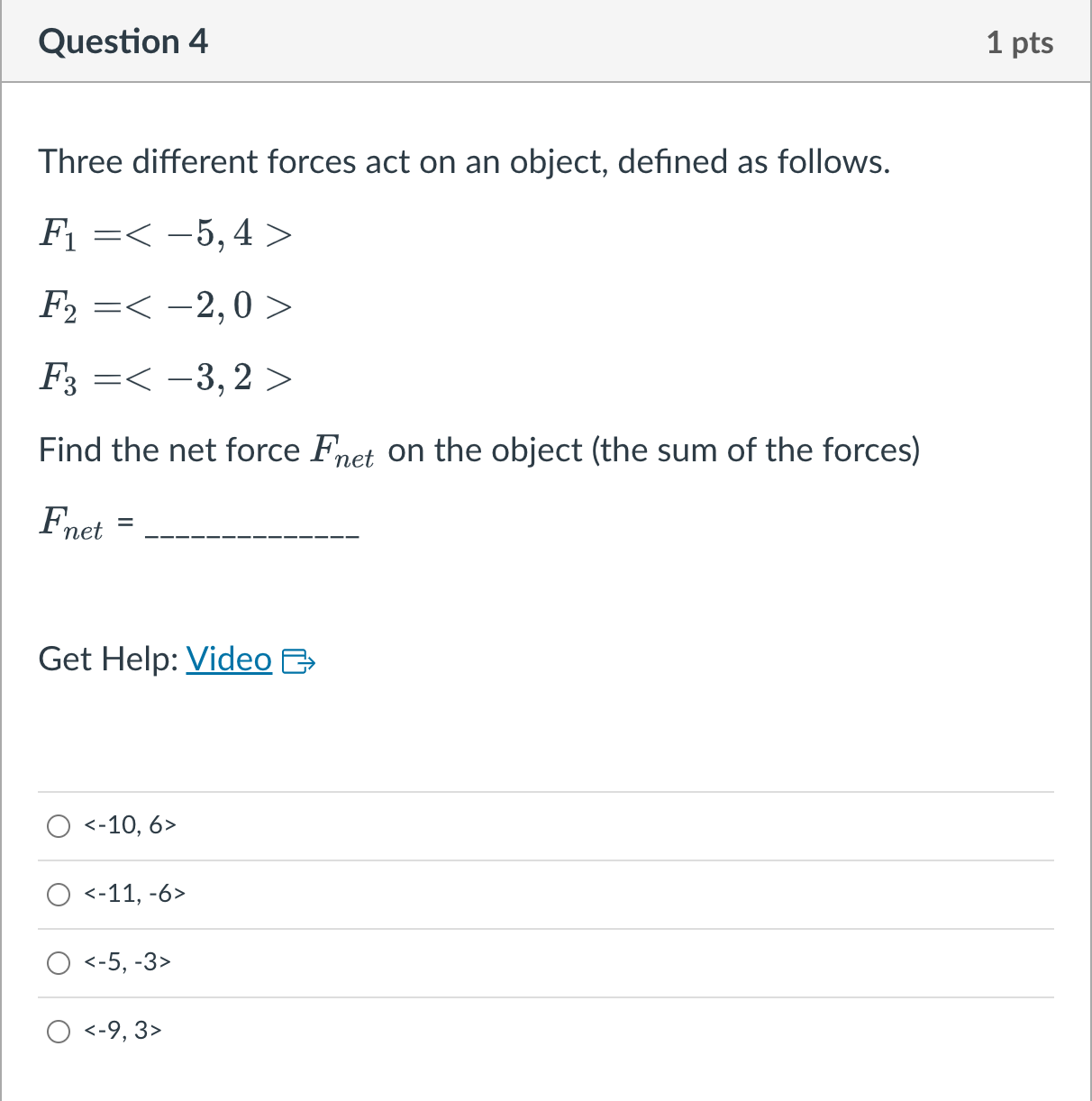 Solved Three different forces act on an object, defined as | Chegg.com
