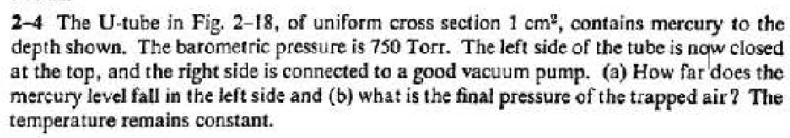 Solved 2-4 The U-tube in Fig. 2-18, of uniform cross section | Chegg.com