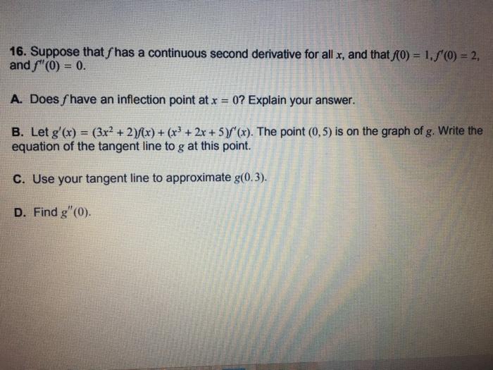 Solved 16. Suppose that f has a continuous second derivative | Chegg.com