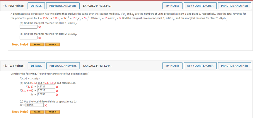 Solved 11. [0/2 points) DETAILS PREVIOUS ANSWERS LARCALC11 | Chegg.com