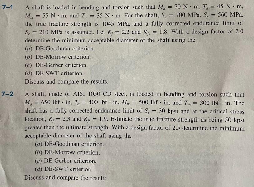 Solved For problems 7-1 and 7-2 only do part (a). After | Chegg.com