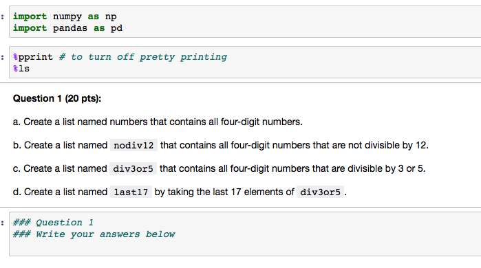 Solved : import numpy as np import pandas as pd : $pprint # | Chegg.com