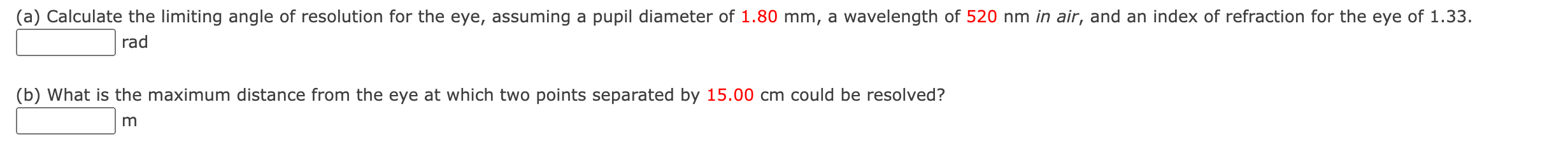 Solved (a) Calculate the limiting angle of resolution for | Chegg.com