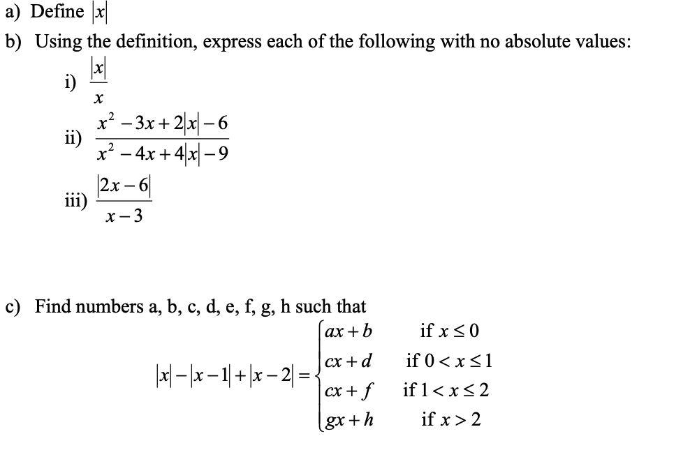 Solved b) Using the definition, express each of the | Chegg.com