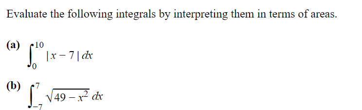 Solved Evaluate the following integrals by interpreting them | Chegg.com