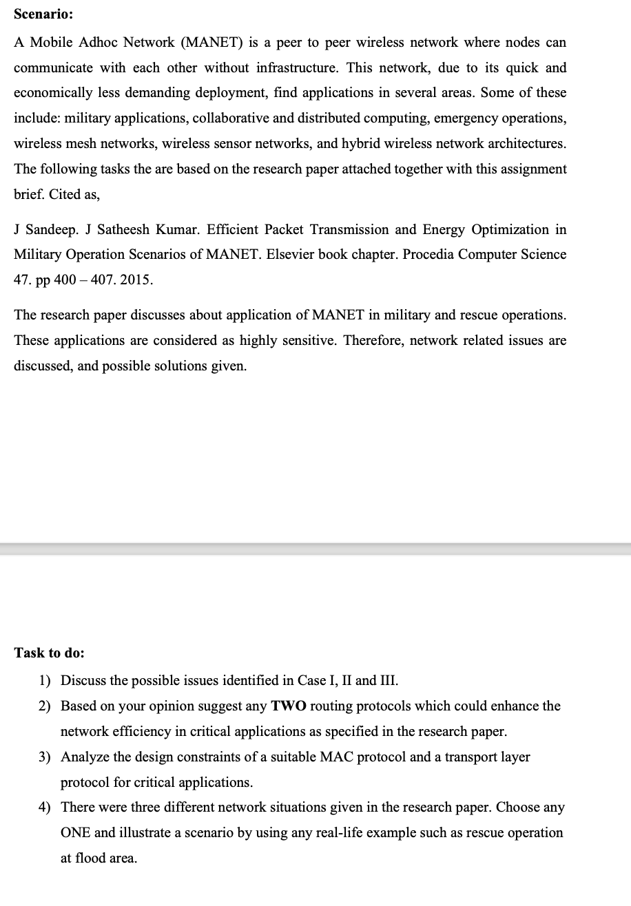 Scenario A Mobile Adhoc Network Manet Is A Peer To