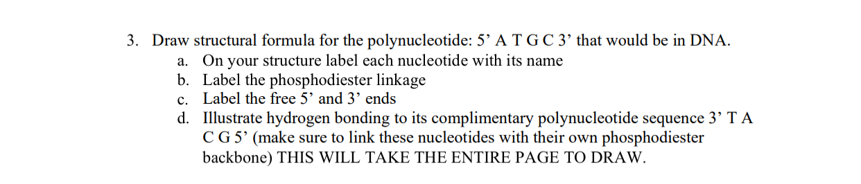 Solved Draw structural formula for the polynucleotide: 5' ﻿A | Chegg.com