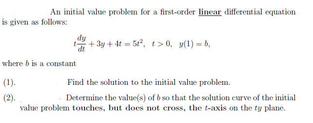 Solved An initial value problem for a first-order linear | Chegg.com