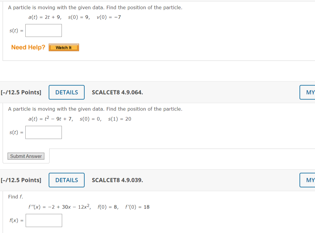 Solved please help :( Im so confused A particle is moving | Chegg.com