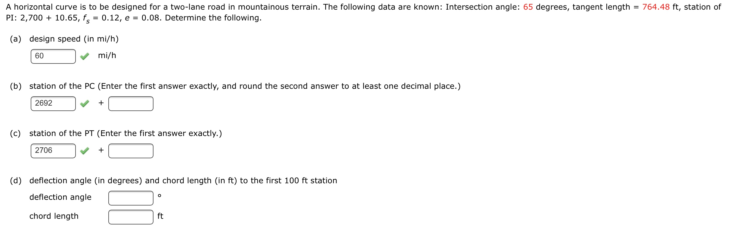 Solved A horizontal curve is to be designed for a two-lane | Chegg.com