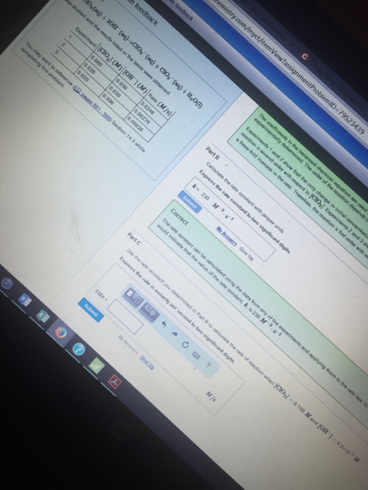 Calculate the rate constant with proper units. | Chegg.com
