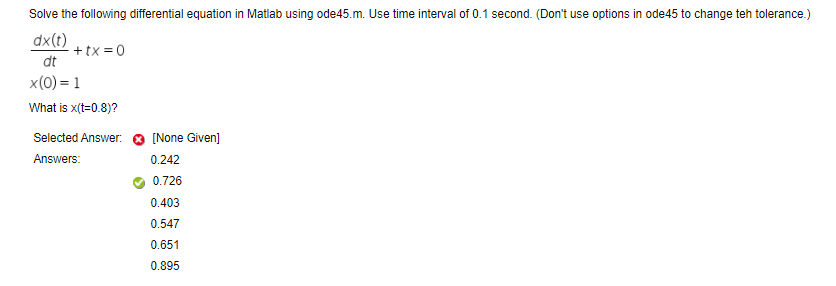 Solved Solve the following differential equation in Matlab | Chegg.com