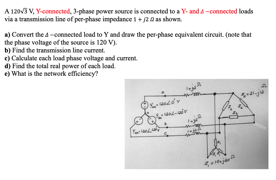 Solved A 120√3 V, Y-connected, 3-phase power source is | Chegg.com
