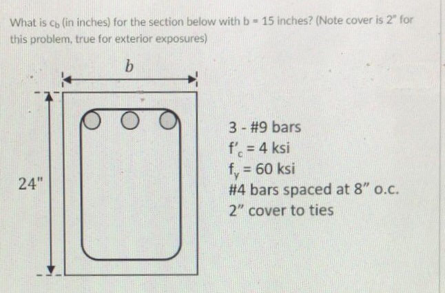 What is cb (in inches) for the section below with | Chegg.com
