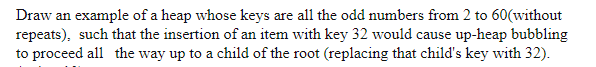 Solved Draw an example of a heap whose keys are all the odd | Chegg.com