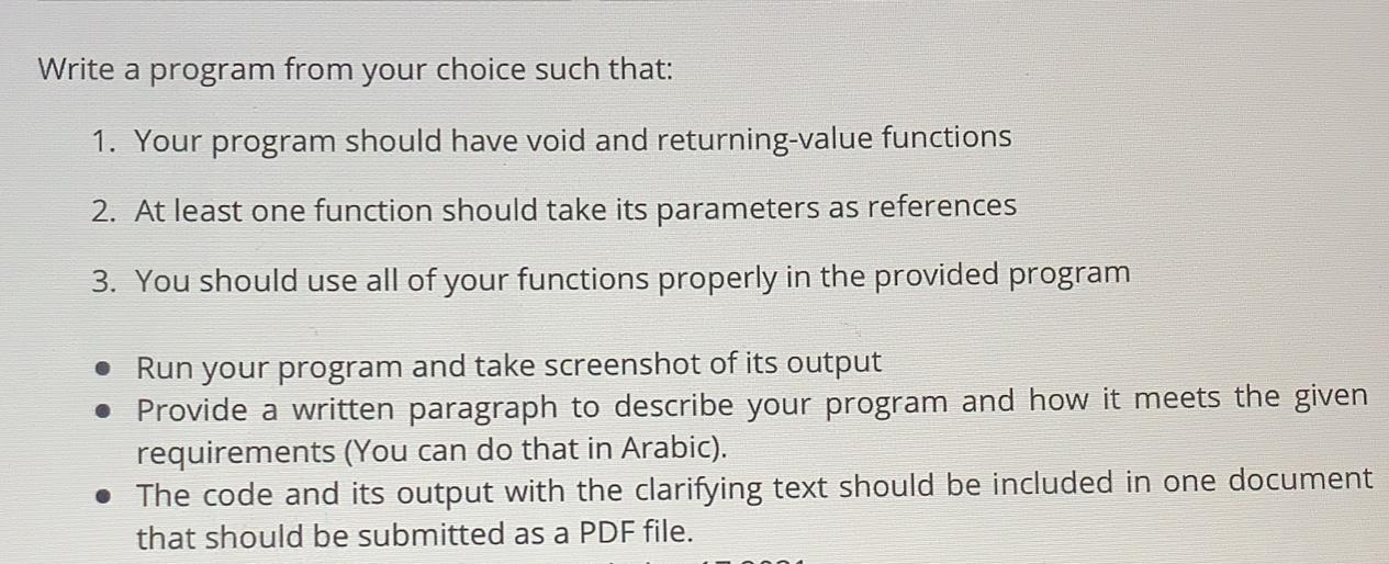 Solved Write a program from your choice such that: 1. Your | Chegg.com