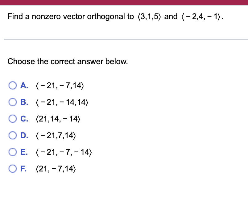 Solved Find a nonzero vector orthogonal to 3,1,5 and | Chegg.com