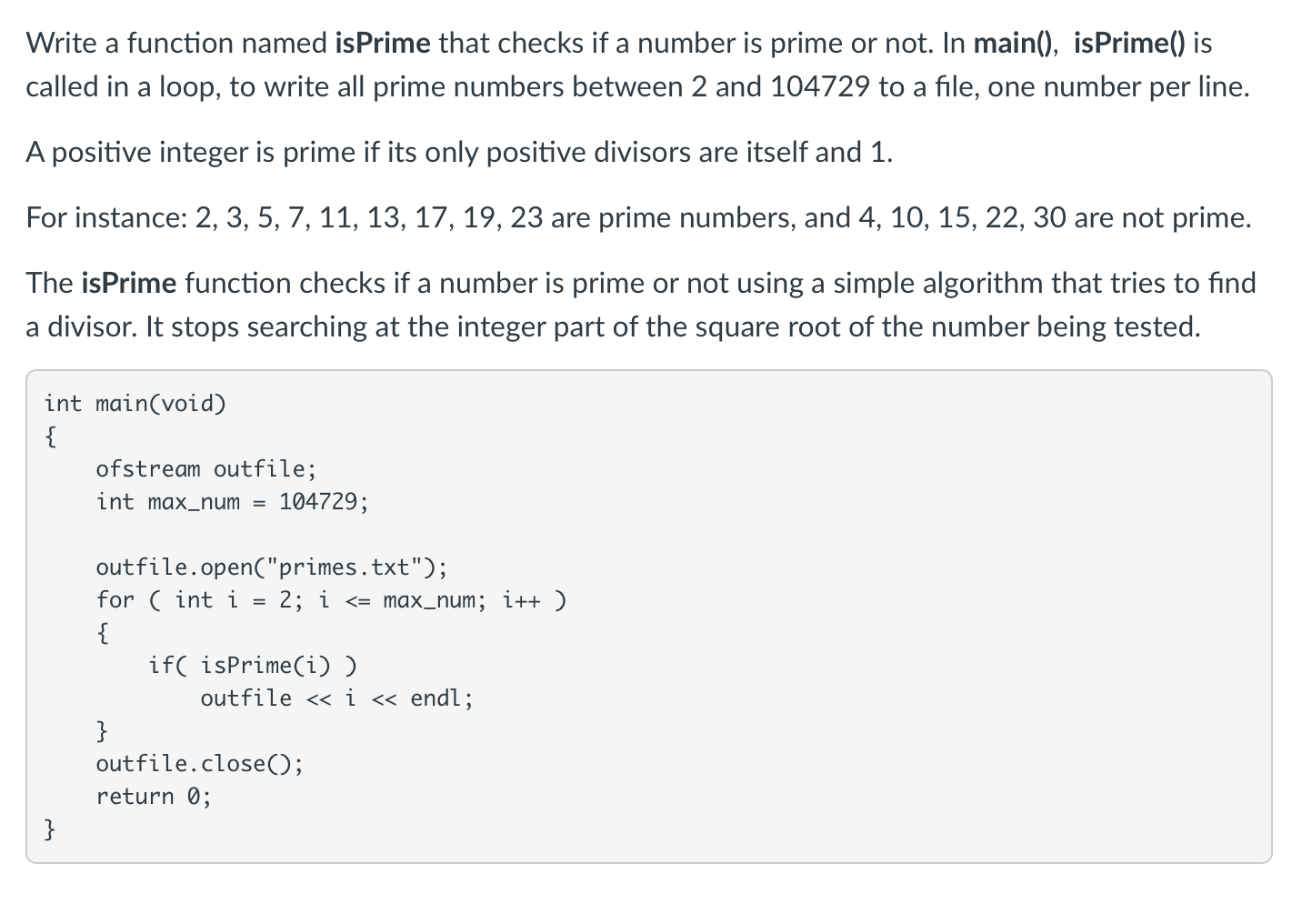 Solved Write A Function Named Isprime That Checks If A 