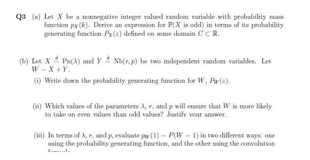 Solved Q3 (a) Let X be a nonnegative integer valued random | Chegg.com