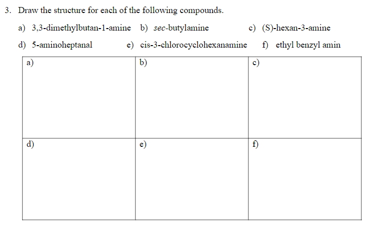 Solved 3. Draw the structure for each of the following | Chegg.com