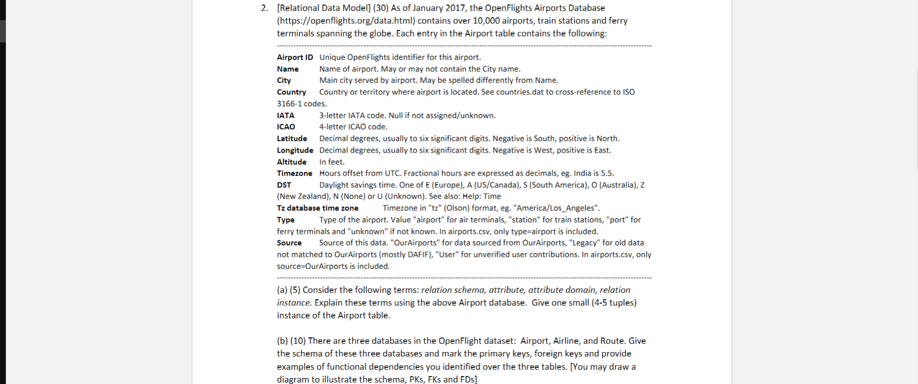 Solved 2. [Relational Data Model] (30) As of January 2017, | Chegg.com