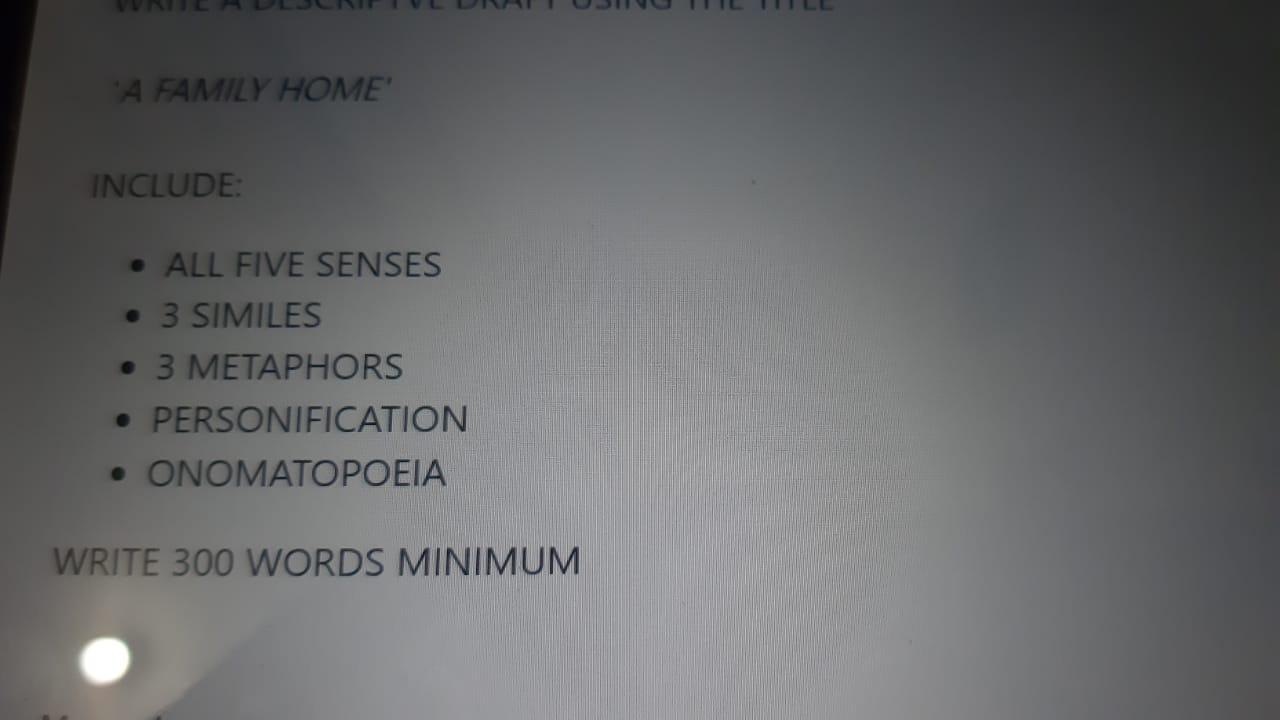 A FAMILY HOME' INCLUDE: • ALL FIVE SENSES • 3 SIMILES | Chegg.com