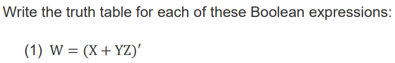 Solved Write the truth table for each of these Boolean | Chegg.com