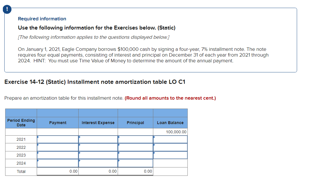 Solved On January 1, 2021, Eagle Company borrows $100,000 | Chegg.com