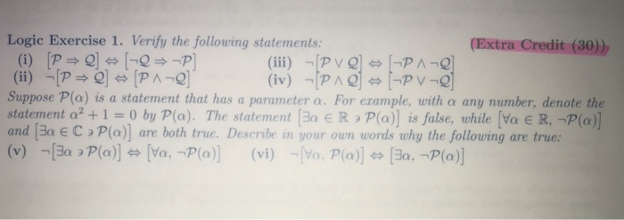 Solved Logic Exercise 1. Verify the following statements: | Chegg.com