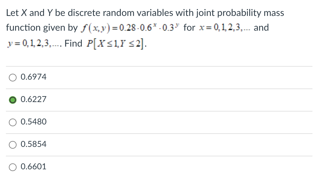 Solved Let X and Y be discrete random variables with joint | Chegg.com