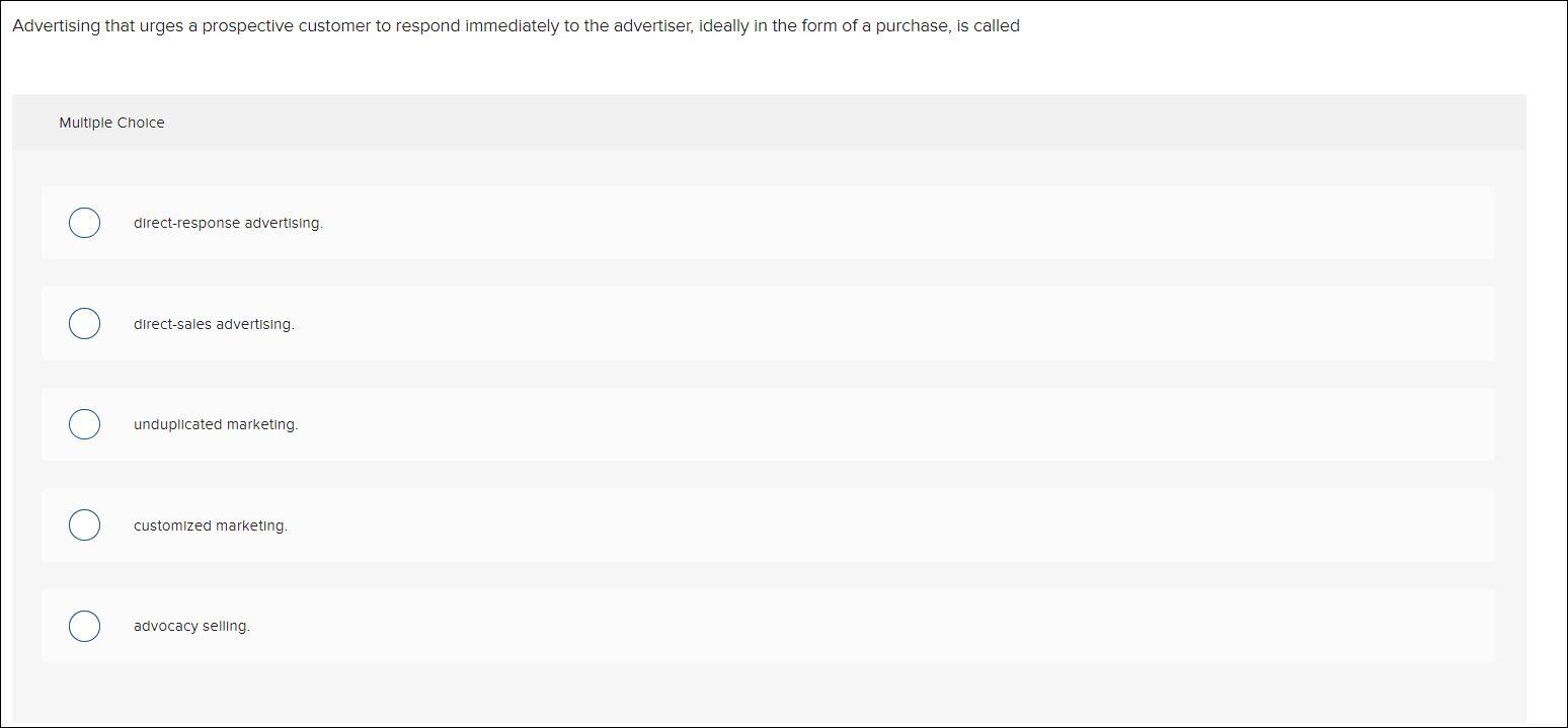 Solved Which is the best example of direct-response print | Chegg.com