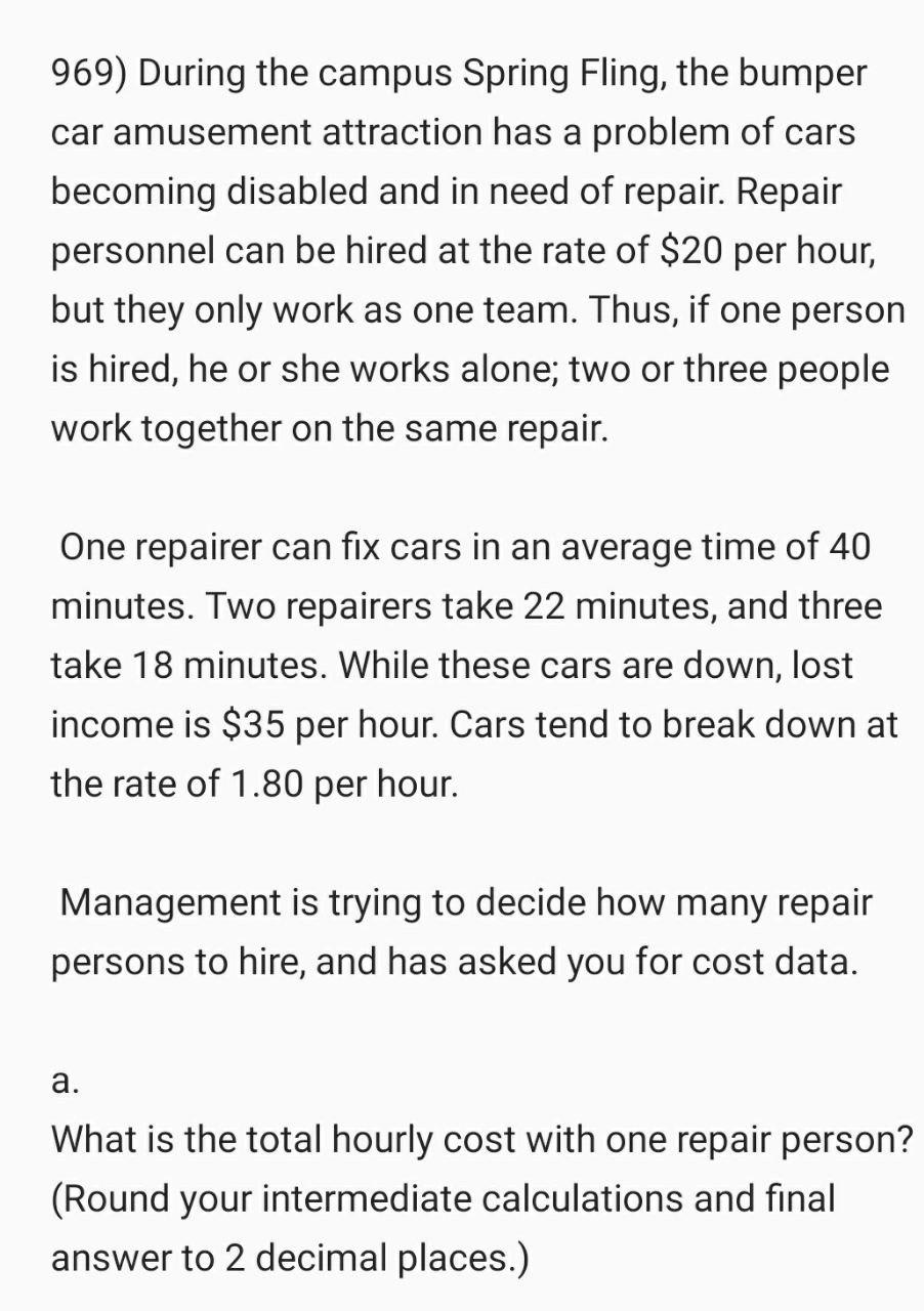 Solved 969) During the campus Spring Fling, the bumper car | Chegg.com