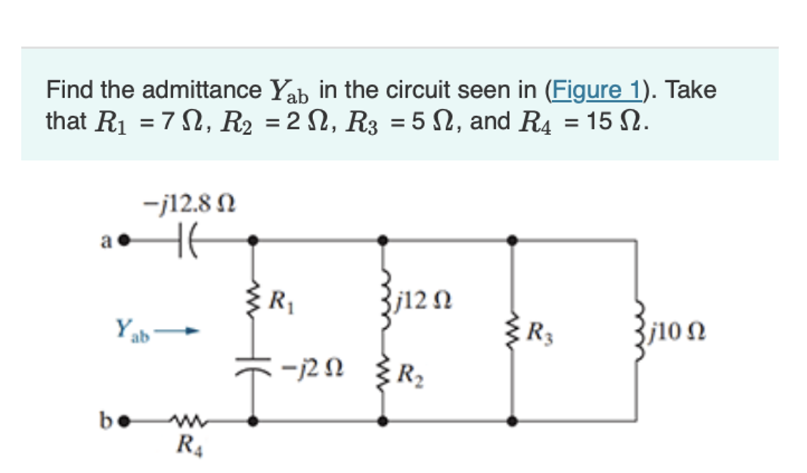 Solved Find the admittance Yab ﻿in the circuit seen in | Chegg.com