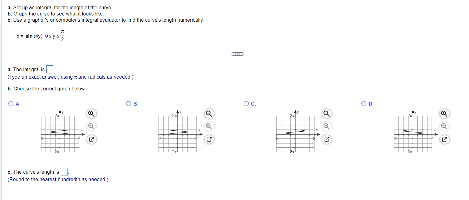 Solved a. Set up an integral for the length of the curve. b. | Chegg.com