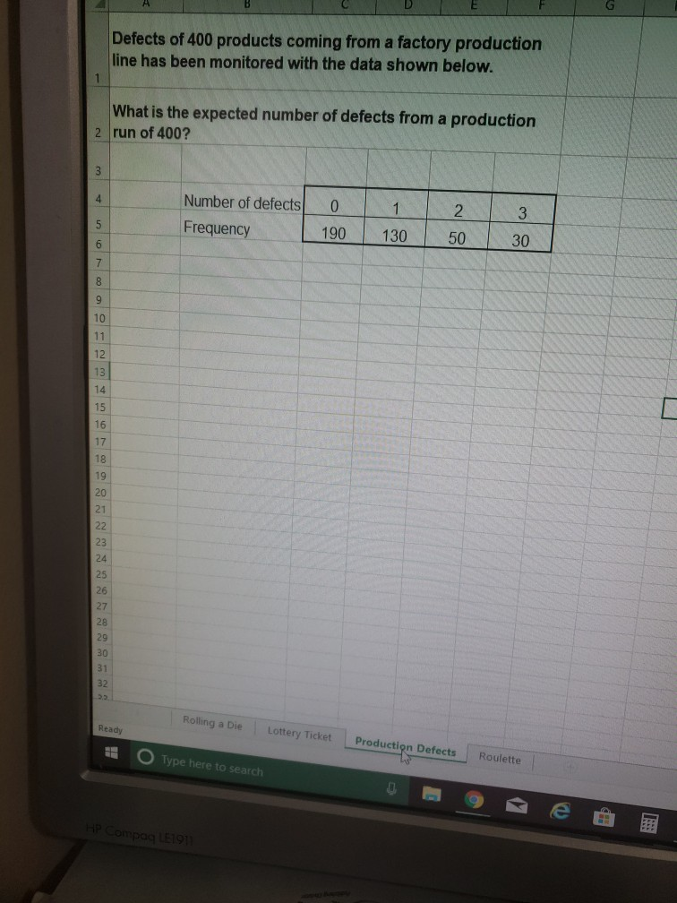 Solved Defects of 400 products coming from a factory | Chegg.com